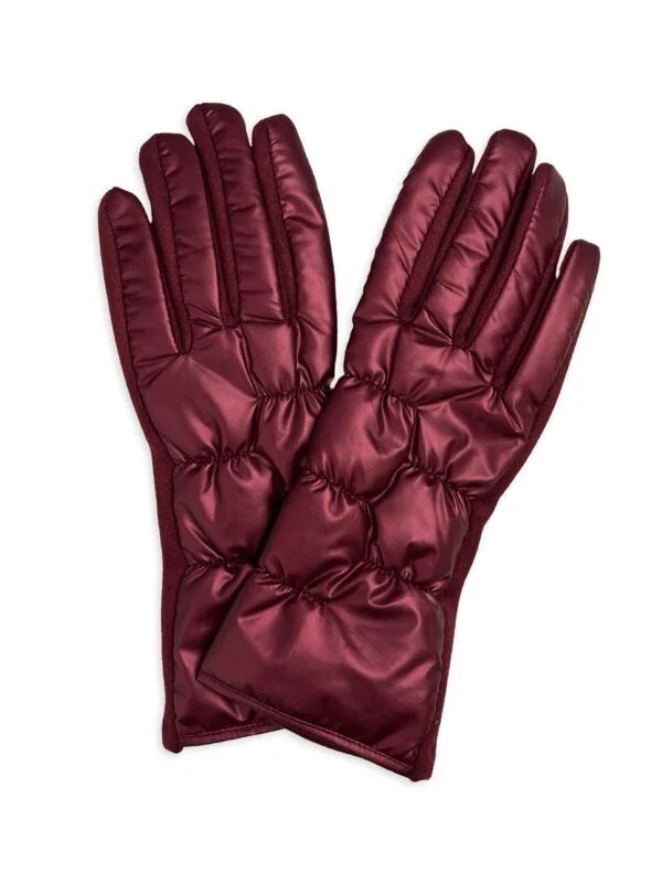 NWT Marcus Adler Women's Puffer Gloves Touchscreen Burgundy One Size | eBay