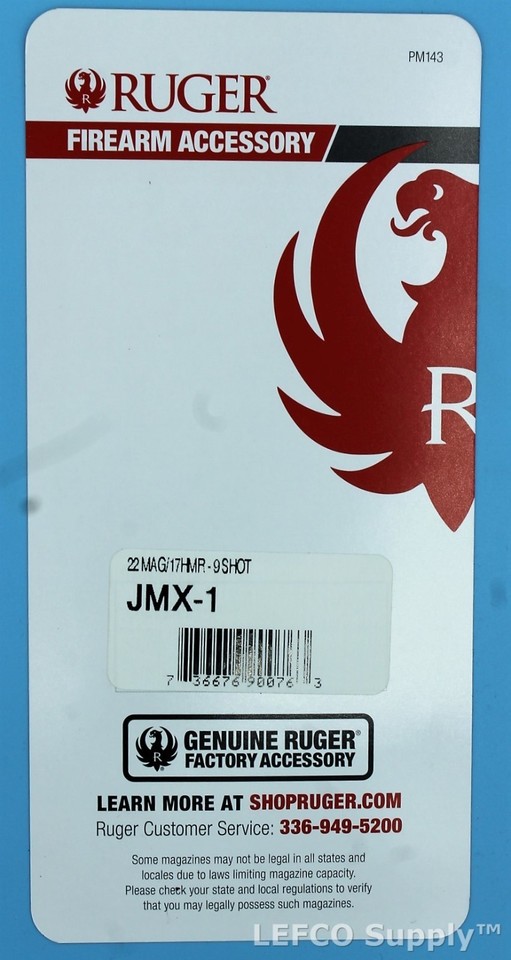 Ruger 22 Magnum Magazine 17 HMR Mag 9 RD JMX-1 American Rifle 77/22 WMR ...