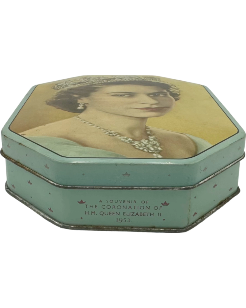 Vintage Queen Elizabeth II 1953 Coronation Tin Metal Box Royal United ...