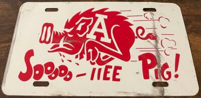 Arkansas Razorbacks Booster License Plate Sooie Pig University of ...