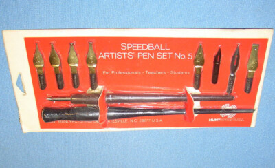 Hunt Speedball Artist Pen & Nib Set #5 Calligraphy Lettering 11-Piece ...