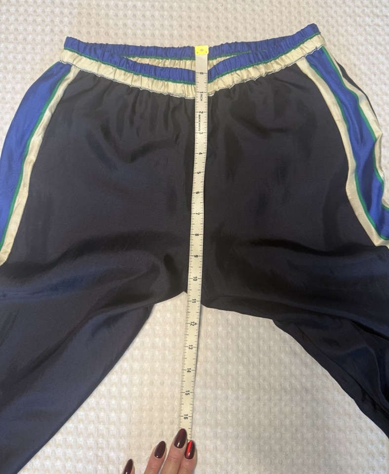 Anthropologie Elevenses Silk Wide Leg Crop Pants Track Stripe XS ...