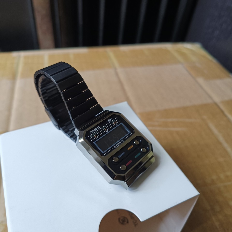 Montre Casio Vintage A100WEGG-1AEF Noir Gun-metal Black Screen Retro ...