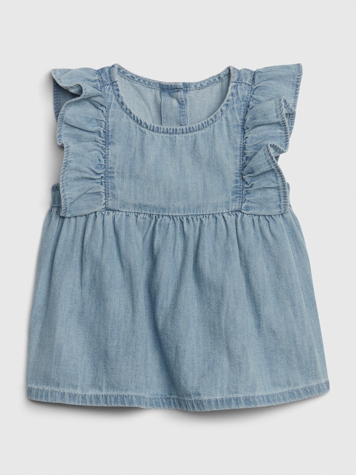 NEW GAP Washed Denim Ruffle Top Size 12-18 Months | eBay