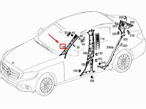 NEW MERCEDES-BENZ C W205 LEFT A-PILLAR TRIM A20569075047P12 ORIGINAL NO ...