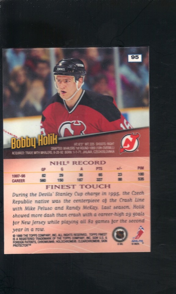 1999 TOPPS FINEST HOCKEY CARD BOBBY HOLIK #95 NM-MT DEVILS | eBay