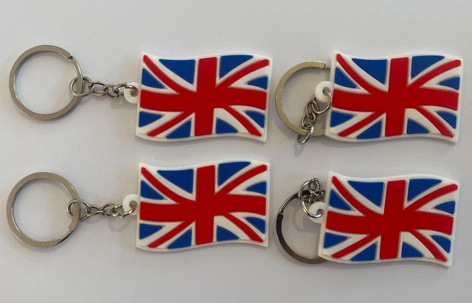 Union Jack UK Flag Keyring Great Britain Travel Dangle PVC Key Chain ...