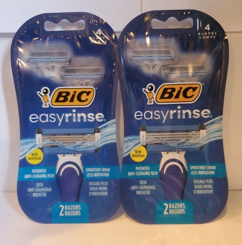 Lot of 2 Packs Mens Bic Easy Rinse 4 Blade 2ct Disposable Razors | eBay