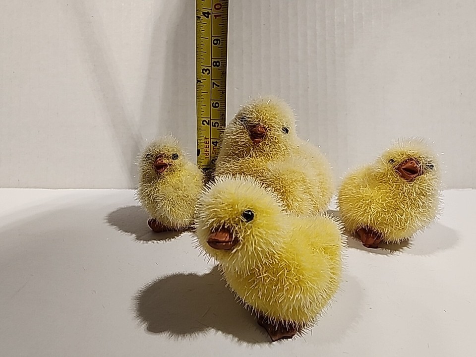 Vintage Easter Baby Ducklings Chicks Duck 4 Pc Lot Yellow Felted ...