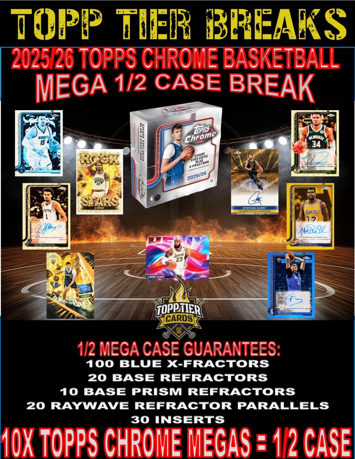 CHICAGO BULLS 2025/26 TOPPS CHROME BASKETBALL 10 MEGA 1/2 CASE BREAK ...