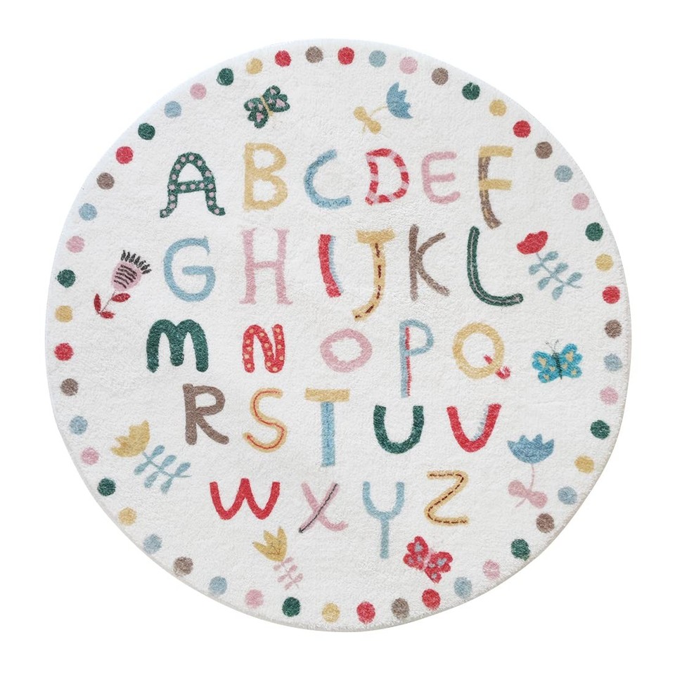 ABC Round Carpet Kids Children Educational Learning Area Rug 3.3ft ...