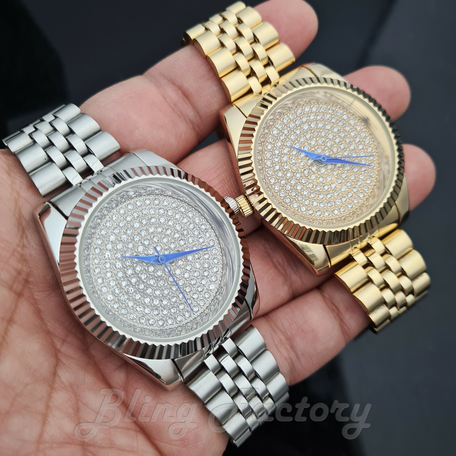 Iced Rapper's Lab Diamond Metal Band Dress Luxury Clubbing wrist Bling ...