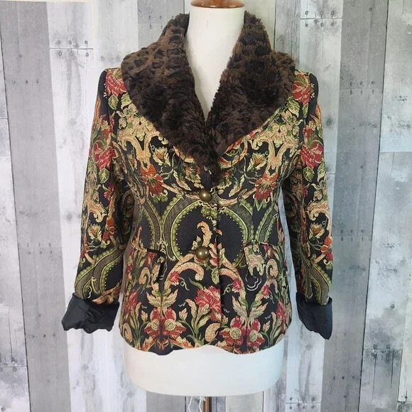 Tasha Polizzi Collection Small Faux Fur Collared Flor… - Gem