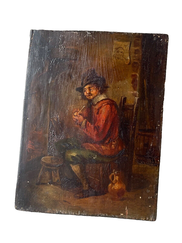 17th Century Follower David TENIERS Flemish School Man Interior scene ...