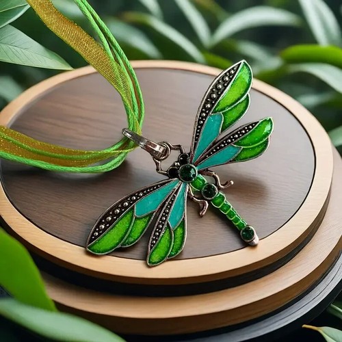 Unisex Rhinestone Alloy Dragonfly Silk Ribbon Pendant Necklace Women ...