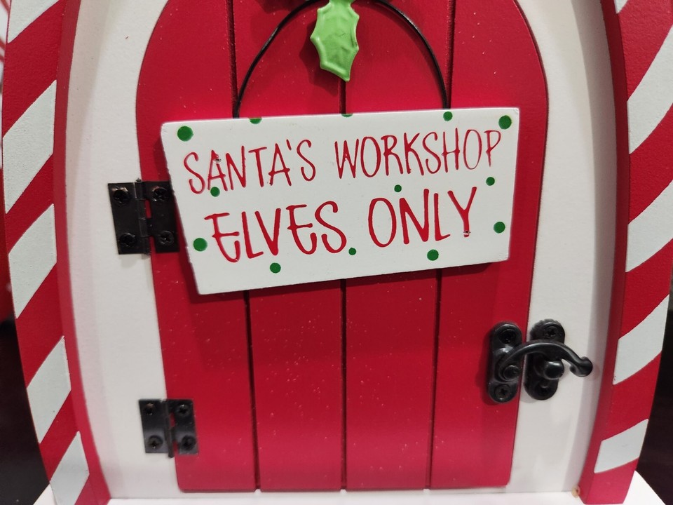 Christmas Gingerbread Elf Prop Santa Workshop Elves Hinged Door Sign 8. ...