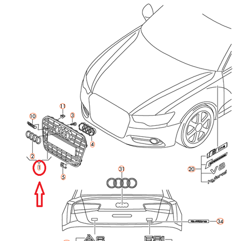 Audi A6 S6 Avant C7 Front Bumper Radiator Grille 4G0853651AD 1RR NEW ...