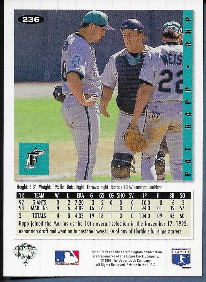 1994 Collector's Choice Baseball #236 Pat Rapp RC NM | eBay