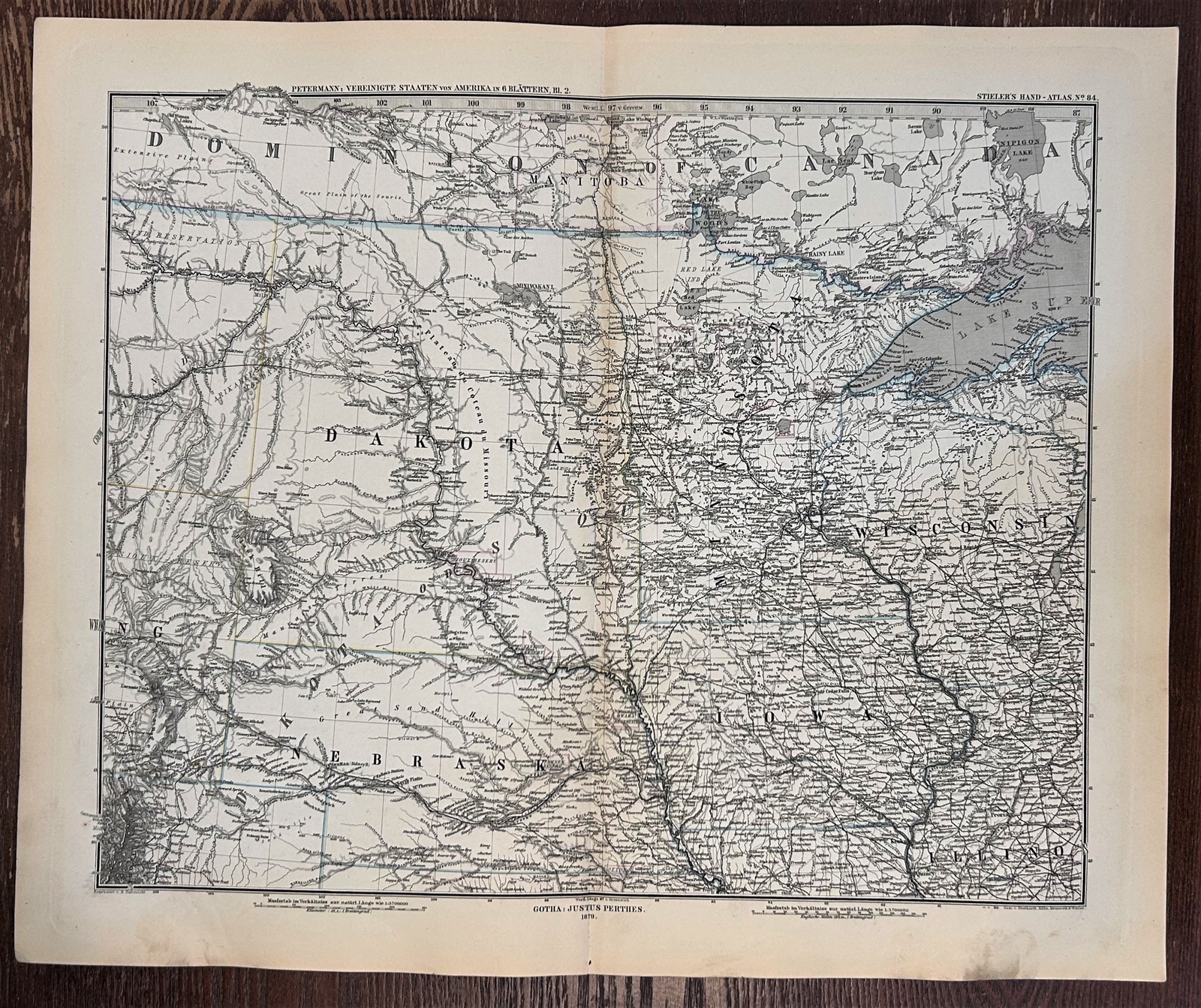 Midwest Minnesota Wisconsin Iowa Dakotas Nebraska 1880 Petermann ...