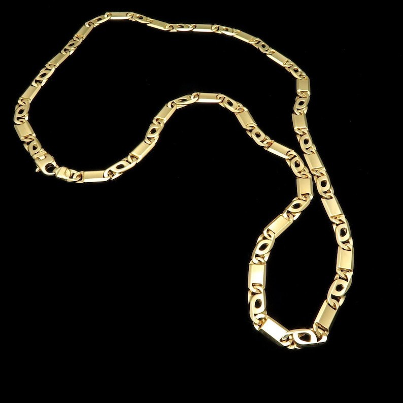 14K Yellow Gold Tiger Eye Link Chain 24 Inches 7MM Width Solid Gold | eBay