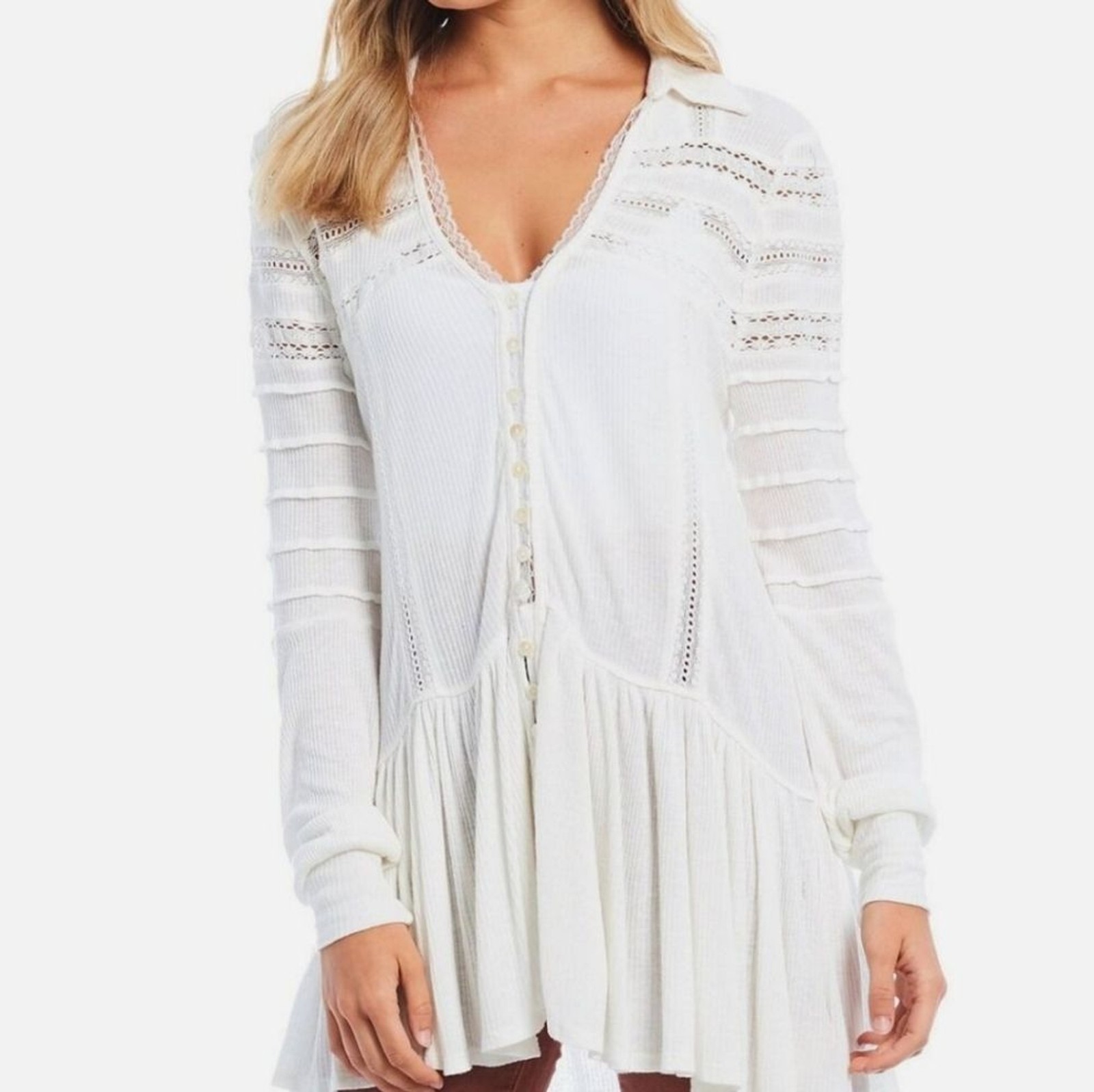 Free People Set To Stub lace Inser Front Buttom Top … - Gem
