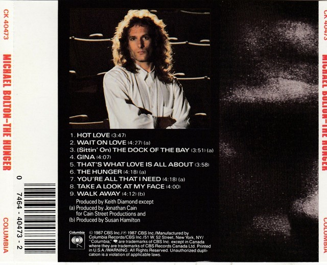 Michael Bolton - The Hunger CD Album / Columbia US IMPORT 1987 Release ...