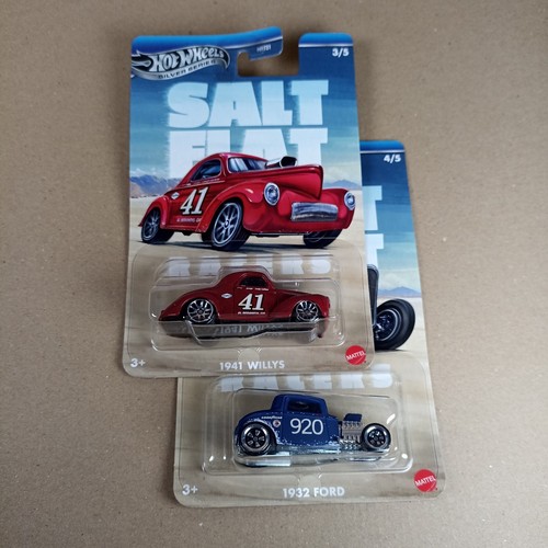 Hot Wheels Salt Flat Racers Set Of 2 '41 Willys '32 Ford Silver Series ...