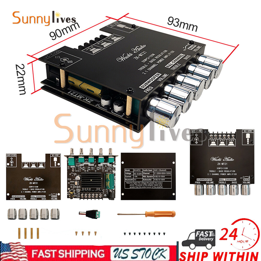 ZK-MT21 2.1Channel Bluetooth Audio Power Amplifier Board Subwoofer 50W ...