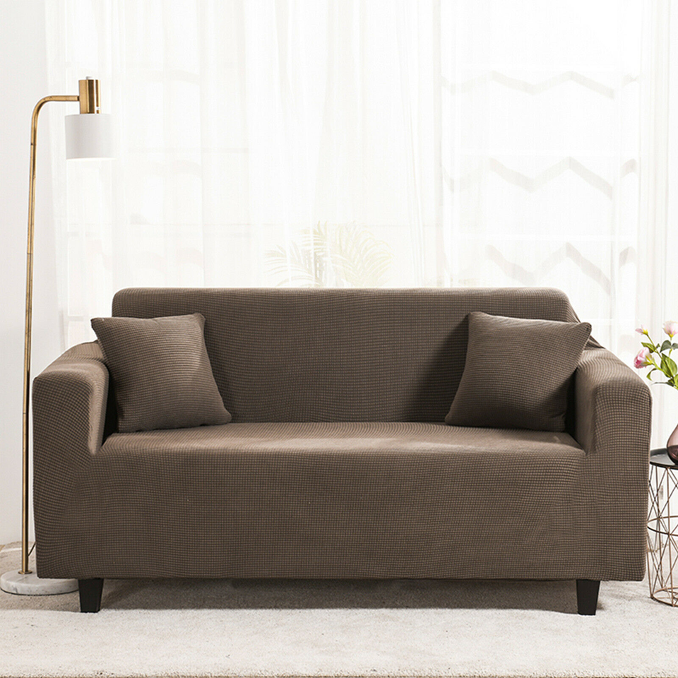 4 Seater Solid Color Sofa Covers Living Room Elastic Cover Furniture ...