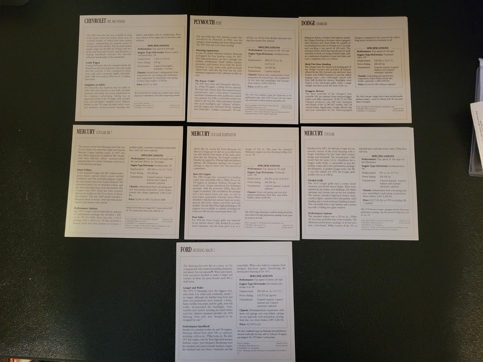 1970-1973 Ford/Mercury/Dodge/Plymouth/Chevy Spec Cards (5) | eBay
