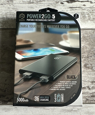 POM Power2Go-5 5000mAh Portable Rechargeable Battery Black New | eBay