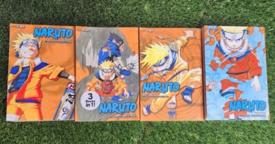 Naruto 3 in 1 Lot Of 4 Books Manga Volumes 1-12 Anime 1-3 4-6 7-9 10-12 ...