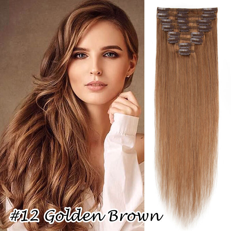 CLEARANCE Clip in Remy Real Human Hair Extensions Full Head 8PIECES ...