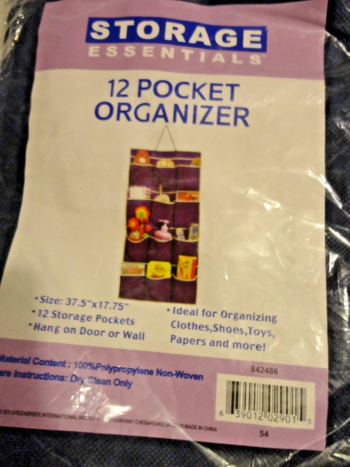 Storage Essentials 12 Pocket Organizer Navy Blue 37 X 18 Hang on Door ...