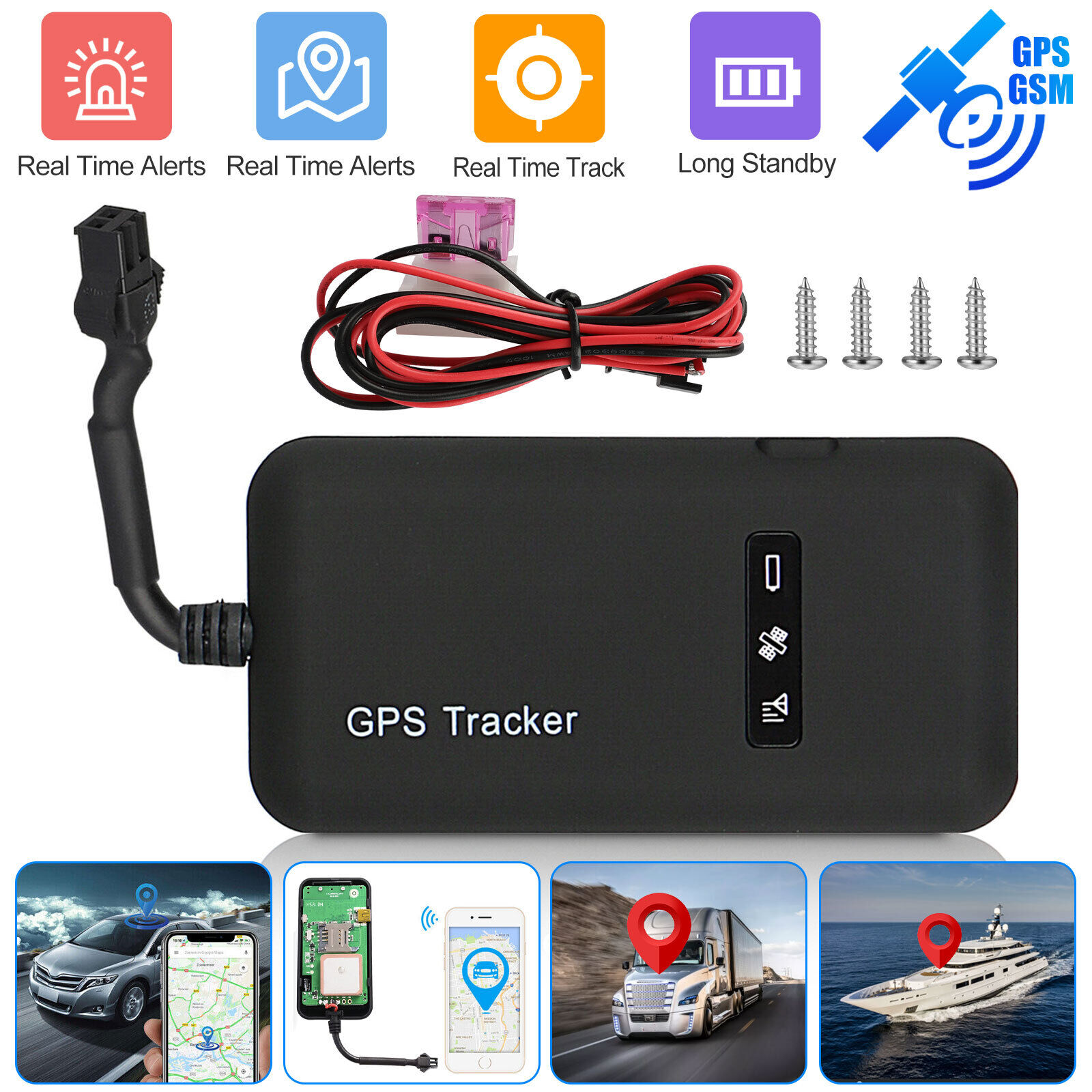 Real-time GPS Tracker Tracking Locator Device GPRS GSM Car/Motorcycle ...