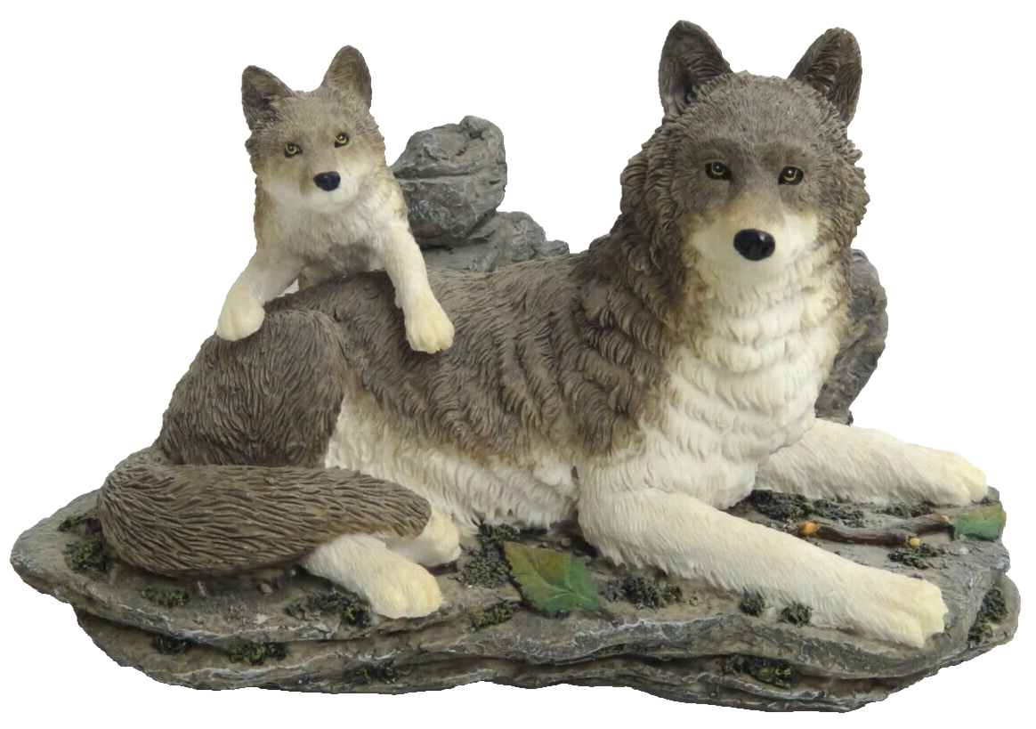WOLF & PUP Wolves Resin Figurine Souvenir | eBay