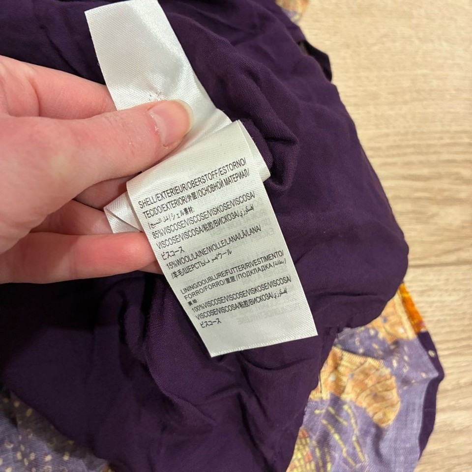 Farm Rio Purple Yellow Banana Plantain V-neck Tiered Wool Mini Dress ...