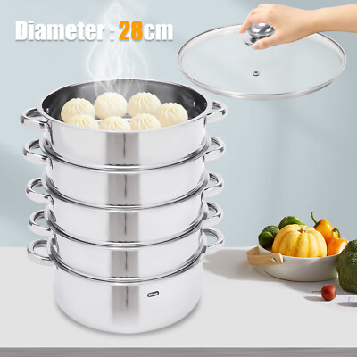 5 Tier Stainless Steel Steamer Cook Pot Vegetable Steamer Tool Food ...