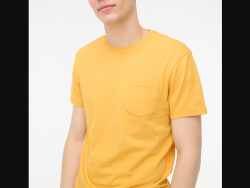 J Crew NEW NWT Mens Large Yellow Washed Jersey Pocket Tee T Shirt Short ...