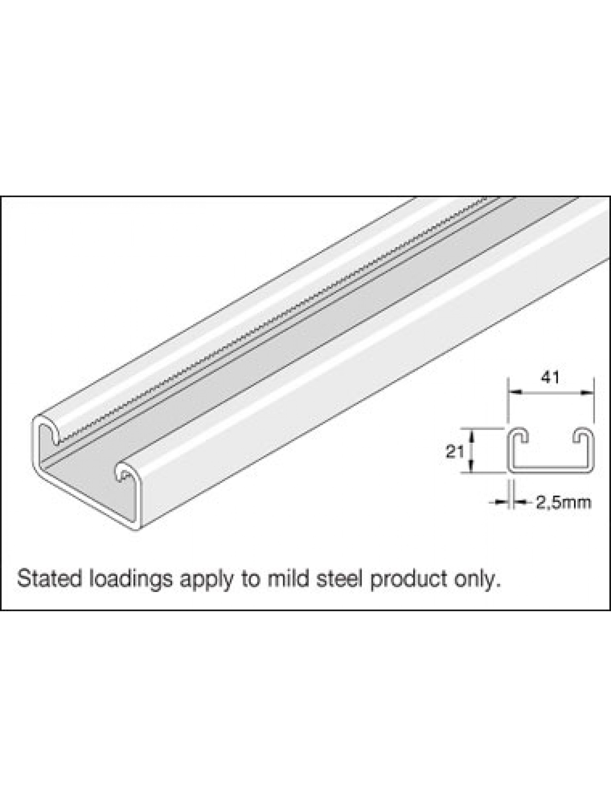 Unistrut Plain Channel Hot Dip Galvanised 6 Metre 41x21 P3300H Strut ...