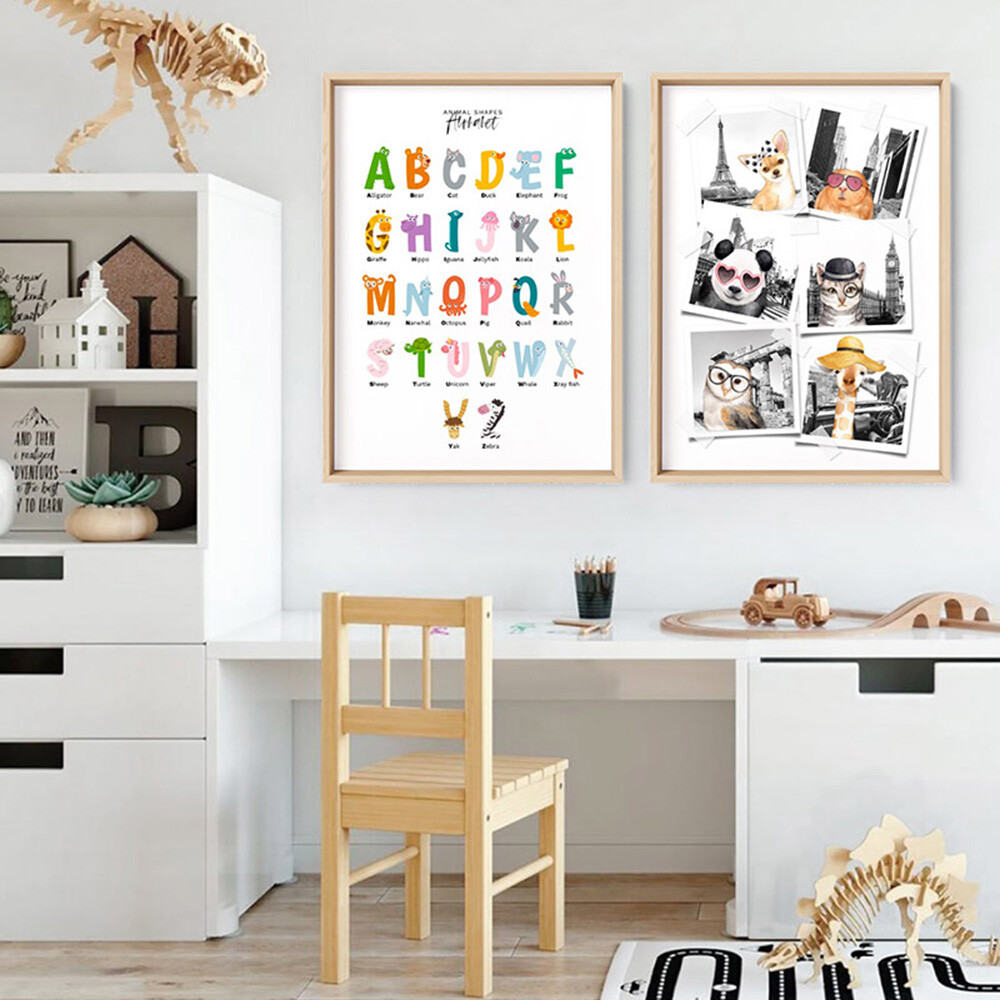 Animal Shapes Alphabet Poster. Preschool ABC Art Print Educational Kids ...