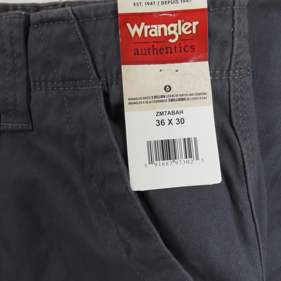 Wrangler Mens Pants Size 36x30 Straight Leg Mid Rise Gray NEW | eBay