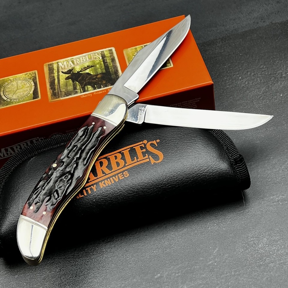 Marbles Outdoors Knives Stag Bone Skinning 2 Blade Folding Hunter Pocket Knife | eBay