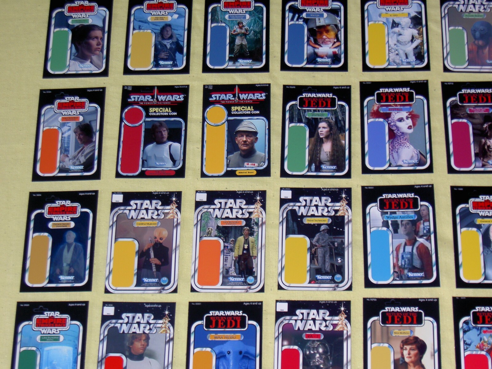 Vintage Star Wars 66 X CUSTOM MINI BACKING CARDS,CARDBACKS,DISPLAY WITH ...
