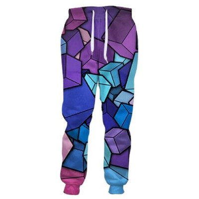 Blue Cubes Loose 3D Print Casual trousers Men Women Sweatpants Jogging ...