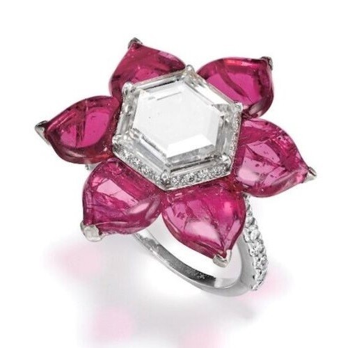 Burma Ruby Flower Ring Fine 925 Silver Lab Created Hexagon Shape Women Jewellery | eBay