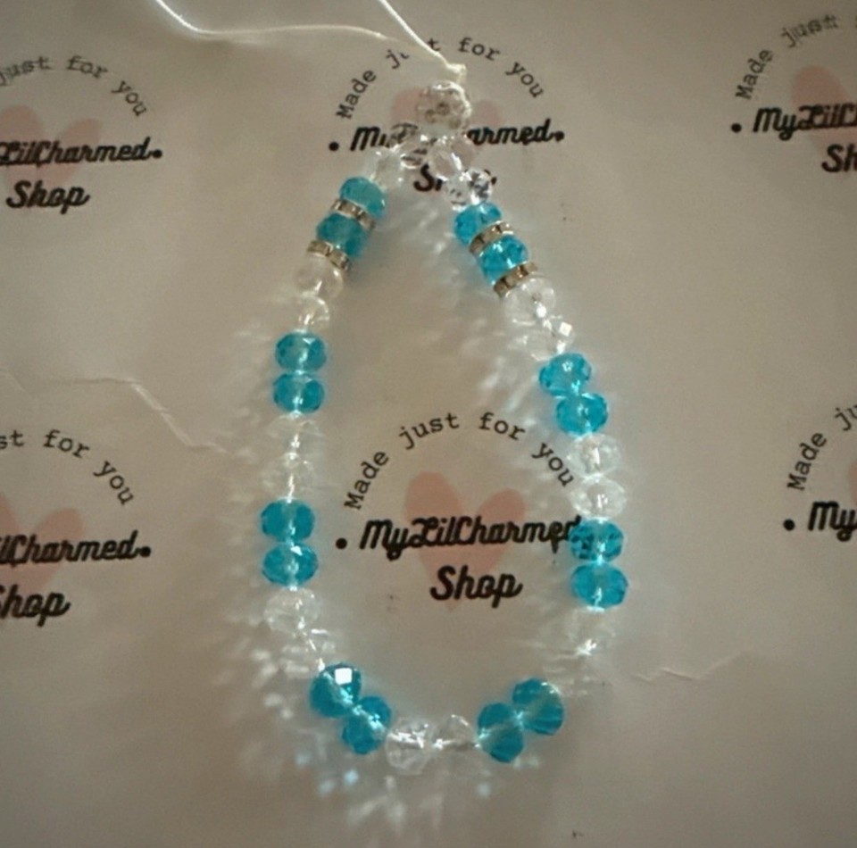 Cell Phone Charm Strap Glass Beads Light Blue And Clear Beads New | eBay