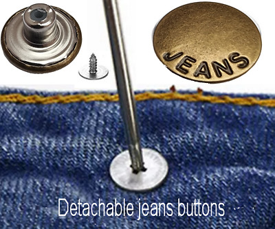 17mm detachable jeans button Screw on Fasteners with Pins Repair Denims ...