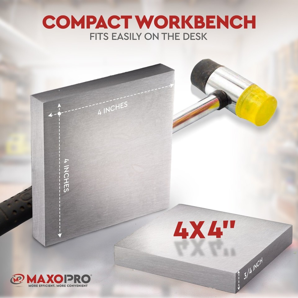 4"x4"x3/4" Steel Bench Block Flat Anvil Jewelery Making –Metal Stamping ...