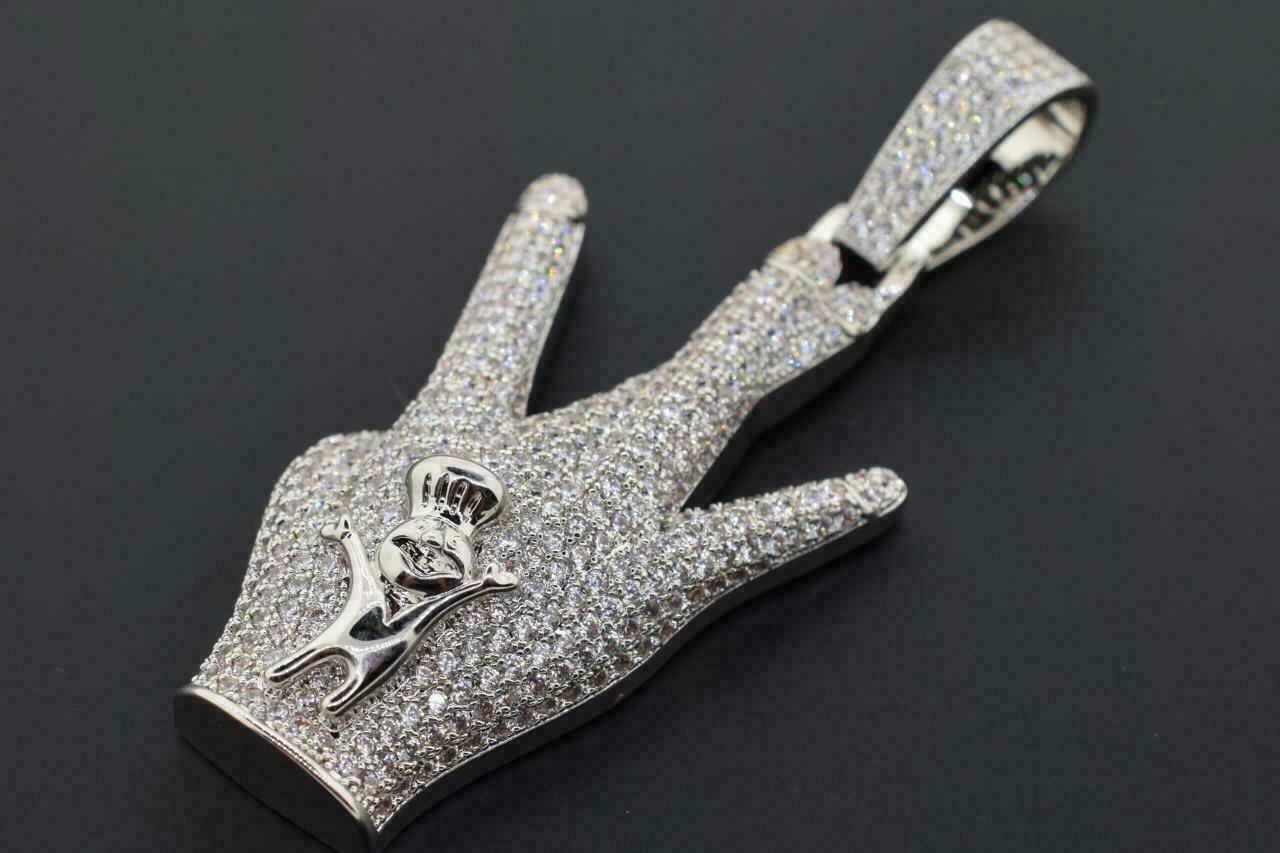 2 Carat Brilliant Round Cut White CZ Hip Hop Rockstar 935 Silver Men's ...